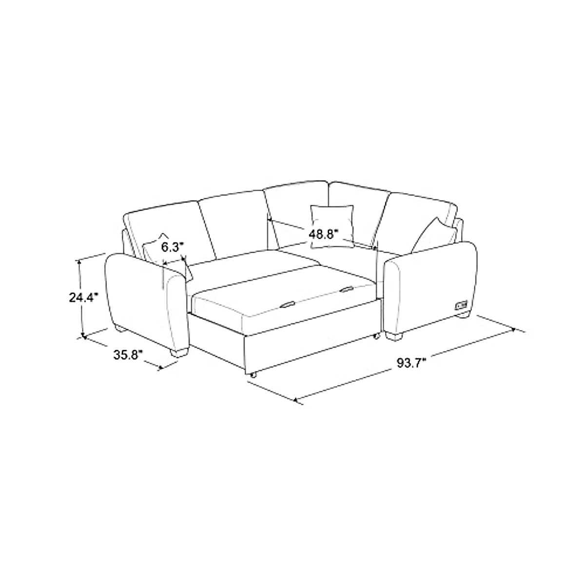 Lifestyle Solutions Convertible Sofa, Ivory