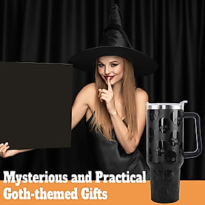 sxmluedn Goth Gifts Goth Tumbler Halloween Tumbler 40 Oz Skull Gifts Cup For Women Men Spooky Skeleton Travel Mug with Handle Lid and Straw