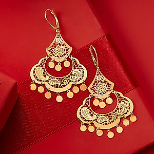 Ross-Simons Italian 14kt Yellow Gold Filigree Chandelier Earrings