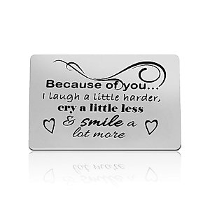 Best Friends Gift Engraved Wallet Card for Sister Friend To My Best Friends Gift Because of You I Laugh a Little Harder Friendship Gifts Graduation Gift Christmas Birthday Wedding Gift for Best Friend