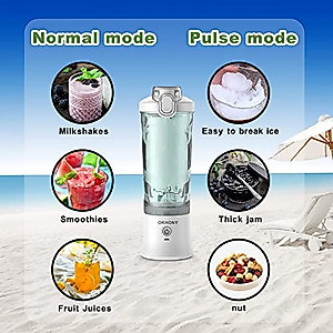 Portable Blender Personal Blender for Shakes and Smoothies with 20 Oz Travel Cup and Lid for Traveling, Outdoor, Gym, Office. (White)