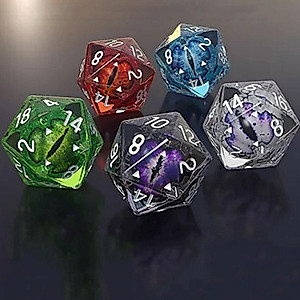 Dragon Eye Dice - The Chromatic Dragon Collection,Mini Crystal Dice，Resin Dragon Eye Dice Set,Colorful Polygonal Dice,Shinny Polyhedral Dice Set Filled With Eyeball,For Role Playing Dice Games (White)