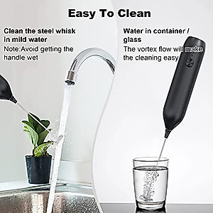 Rechargeable Milk Frother Handheld Electric Whisk Beater Foam Maker, Durable Mini Drink Mixer and Coffee Blender Frother for Coffee, Latte, Cappuccino, Frappe, Matcha, Hot Chocolate, Egg (Black)