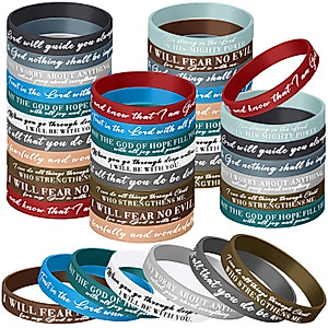 Ecation Bible Verses Bracelets Bulk Scripture Silicone Bracelets Inspirational Motivational Quote Rubber Wristbands Christian Bracelets for Women Men Easter Carnival Party Favors(48 Pcs,Classic)