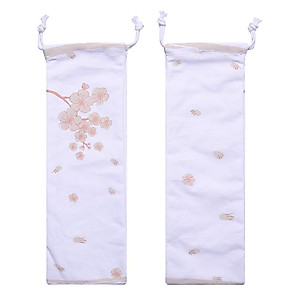 Pink Sakura Travel Carrying Case for Reusable Metal Stainless Steel Bamboo Silicone Drinking Straws/Cutlery/Brush/Chopsticks Pouch by Quotidian (Canvas)