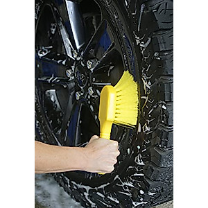 Rubbermaid Commercial 8" Utility Scrub Brush, Plastic Handle, Synthetic Bristles, Cleaning, Multi Purpose, Heavy Duty, Outdoor, Wheels and Tires