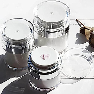 Airless Pump Jar,Cream Jar Vacuum Bottle, Empty Refillable Cosmetic Air Pump Jars Bottles, Portable Airless Lotion Sample Container Pot, Leak-Proof DIY Portable Travel Makeup Containers (15ML)