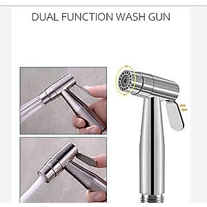 Toilet Shower Kit 2 Functions Supercharge Handheld Bidet Sprayer 304 Stainless Steel Hand Shower Brushed Bidet Toilet Sprayer Suitable for Bathroom