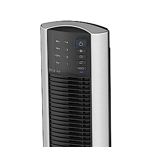 Lasko XtraAir 48 Inch 4 Speed Quiet Widespread Oscillating Standing Tower Home Fan Air Ionizer with Remote Control and 8 Hour Timer, Silver