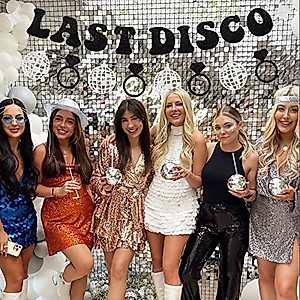 Black Glitter Last Disco Banner Garland for Space Disco Cowgirl Western Bachelorette Party Decorations Supplies