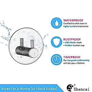 Self Stick Adhesive Hooks Wall Hanger Holder Stainless Steel Heavy Duty Utility Storage Hook, Shower Waterproof Hook, Kitchen Bathroom Organizer for Plug Robe Towel Loofah Bathrobe Coat (4-Pack)