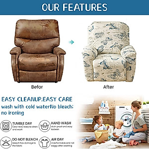 Eco-Ancheng Recliner Slipcovers 4-Pieces Lazyboy Recliner Covers Recliner Couch Covers Recliner Chair Cover Non Slip Reclining Slipcovers with Storage Pockets Furniture Protector for Living Room