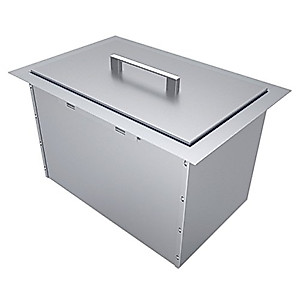 SUNSTONE B-IC14 Over/Under Height Single Basin Insulated Wall Ice Chest with Cover, 14" x 12", Stainless Steel