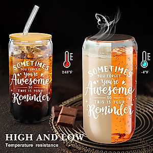 Purpeak 6 Set Team Gifts for Employees Thank You Gifts Teacher Staff Appreciation Gifts 16oz Can Shaped Beer Glass with Lids Straws Brushes Thank You Cups for Nurse Coworkers(Sometimes Forget)