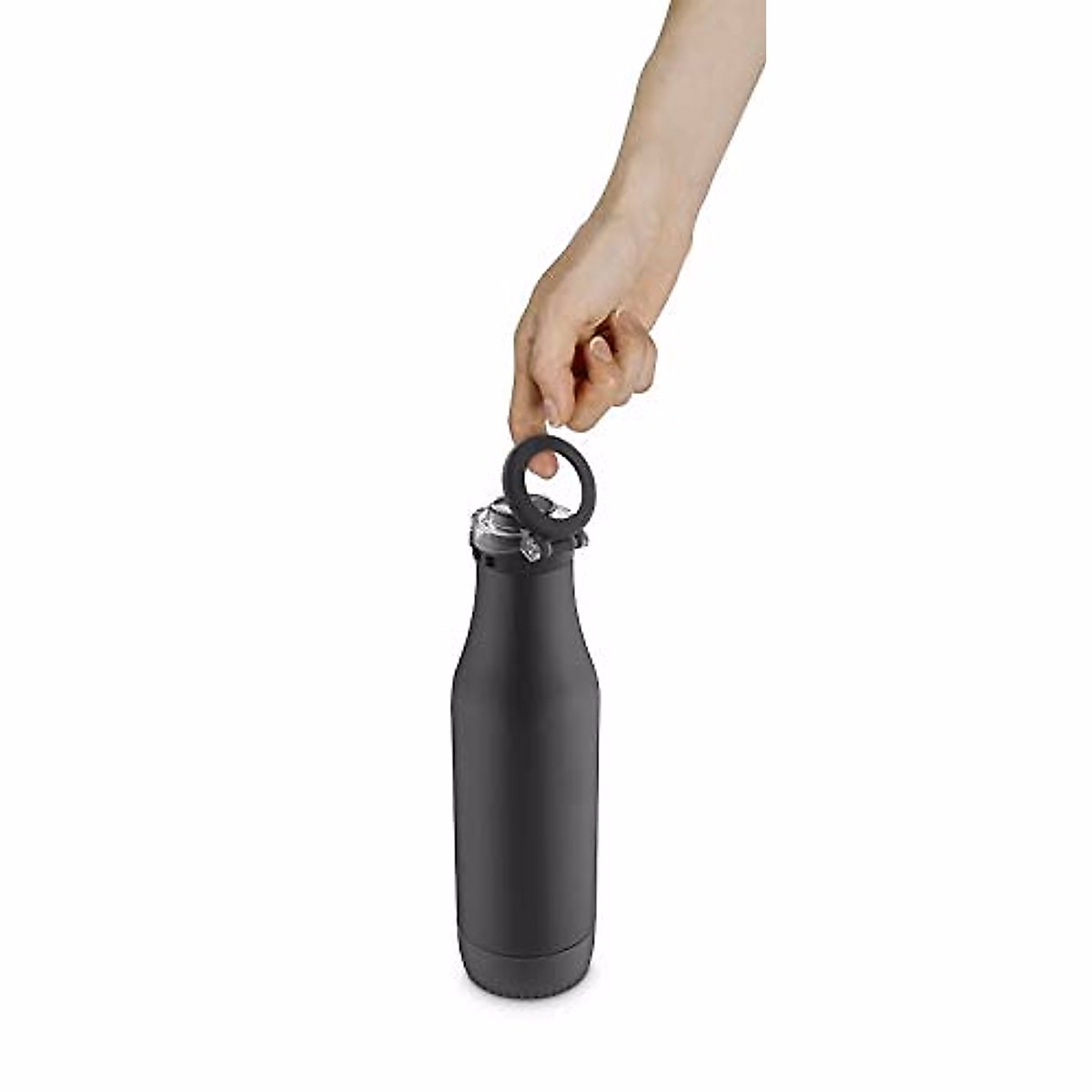 Ello Riley 18oz Vacuum Insulated Stainless Steel Water Bottle with Flip Lid, Black, 18 oz.
