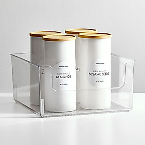 mDesign Modern Plastic Open Front Dip Storage Organizer Bin Basket for Kitchen Organization - Shelf, Cubby, Cabinet, and Pantry Organizing Decor - Ligne Collection - 4 Pack - Clear