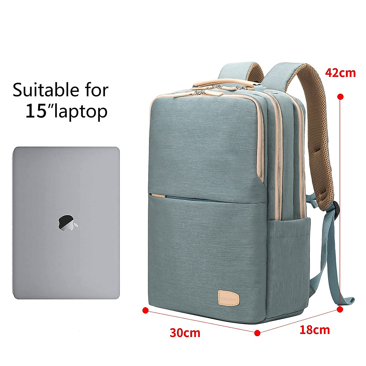 NOBLEMAN Backpack for women and man,Waterproof travel work Backpack, 15.6 Inch Laptop Backpack, Daypack, with USB (Aqua Plus)