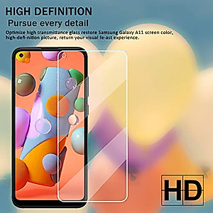 YEYEBF Galaxy A11 HD Clear Tempered Glass Screen Protector + Camera Lens Protectors, [2+2 Pack] [3D Glass] [Anti-Glare] [Bubble-Free] Screen Protector Glass For Samsung Galaxy A11