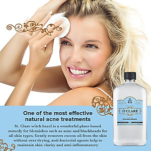 St Clare Alcohol Free Witch Hazel Facial Toner - Organic Witch Hazel Toner with Aloe Vera for Face and Skin - Witch Hazel Alcohol Free and Fragrance Free, Unscented Toner Witch Hazel, 16 Ounce