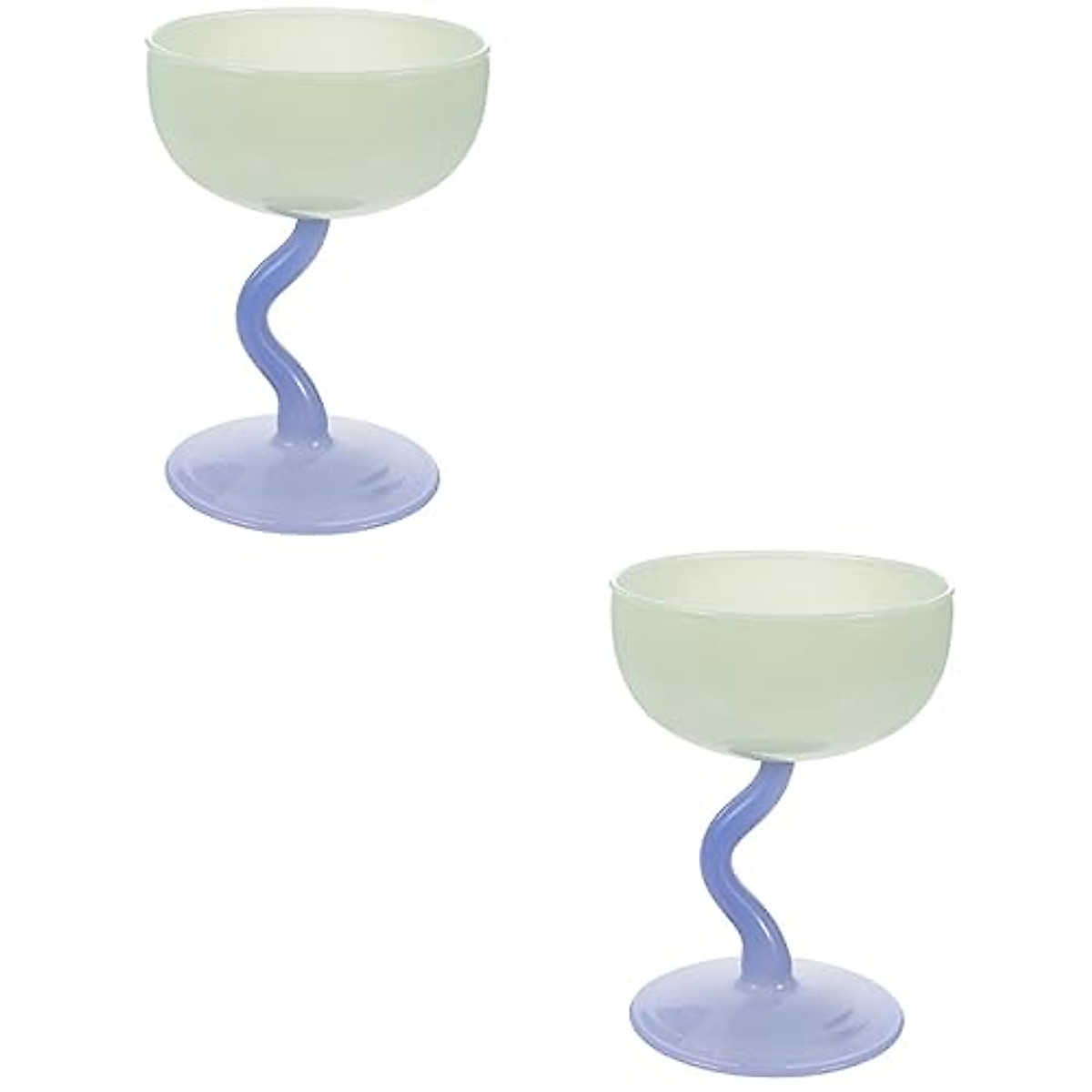 Abaodam Kids Glasses 2pcs Wine Frodge Ice Salad Cream Pudding Glass Bowl for Mousse Small Dessert Cocktail Yogurt Condiment Fancy Wedding Blue Dish Sundae Birthday Mini Dessert Cup