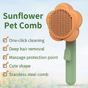 Ptlom Pet Grooming Brush Cat Deshedding Brush, Self-Cleaning Slicker Cat Brushes for Long and Short Hairied Cats Dogs, Kittens Shedding Comb Pets Supplies Massage Tool for Hair Removal