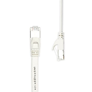 Amazon Basics RJ45 Cat 7 Ethernet Patch Cable, Flat, 600MHz, Snagless, Includes 25 Nails For Printer, 100 Foot, White