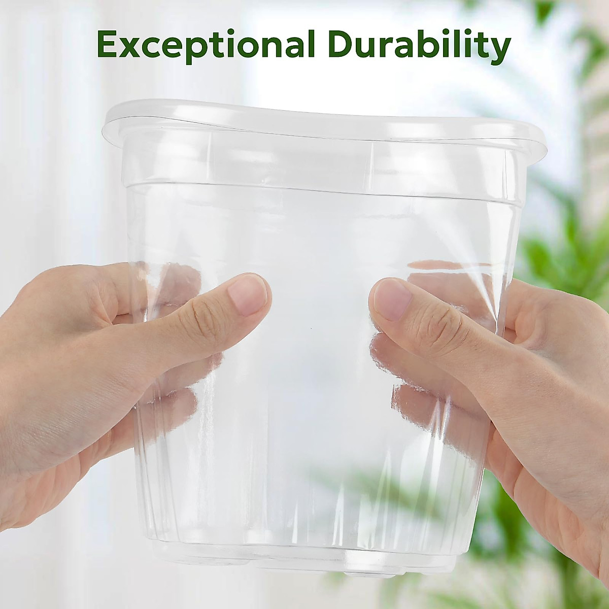 Bluepro 1 Gallon Reinforced Clear Nursery Pots with Drainage Hole, 30 Packs, 6.7 Inch Transparent Pots for Seedlings, Indoor/Outdoor Plants, Veggies, Flowers, and Professional Nursery Use