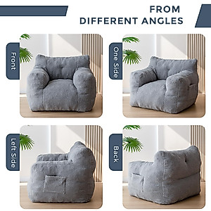 MAXYOYO Sherpa Bean Bag Chair, Boucle Tufted Bean Bag Couch, Living Room Bean Bag Chair for Adults Kids, Teddy Lazy Sofa Accent Chair with Pocket for Reading, Stuffed with Filler