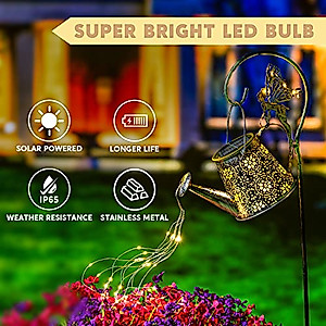 Joiedomi Solar Watering Can Figurine Lights, Metal Waterfall Garden Lights with Shepherd Hook(39 Inch), Outdoor Waterproof Decorative Watering Can for Patio, Lawn, Garden, Pathway