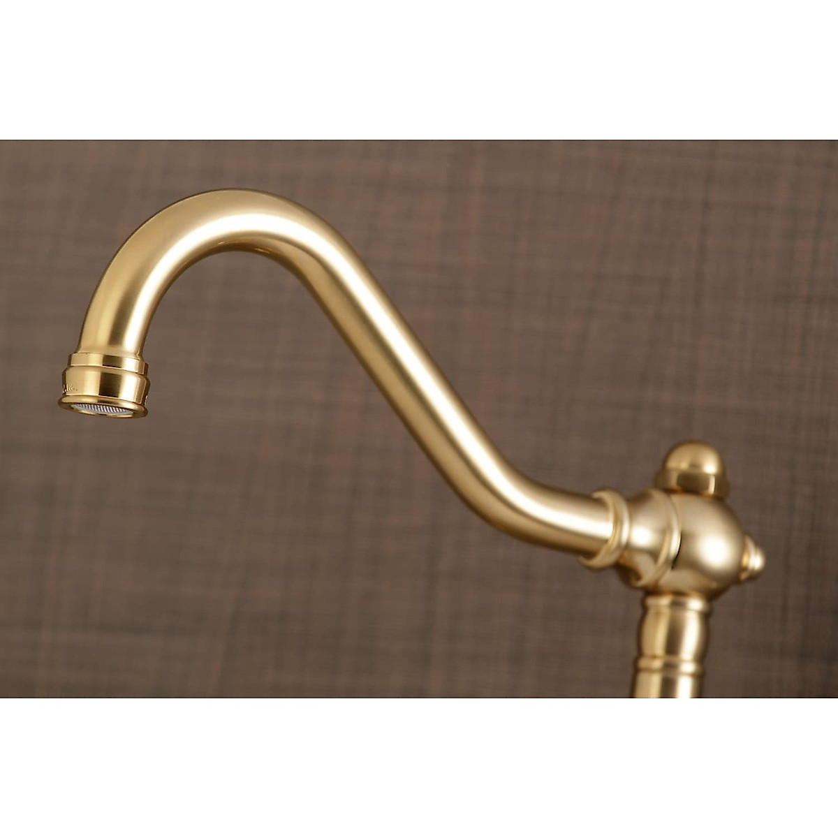 Kingston Brass KS3227AX Vintage 6" Adjustable Center Wall Mount Kitchen Faucet, Brushed Brass