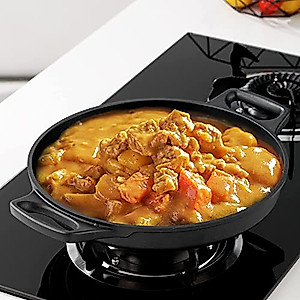 S·KITCHN Cast Aluminum Griddle Pan for Stovetop with Lid - Lighter than Cast Iron Skillet,Round Frying Pans Nonstick Grill Pan Dishwasher & Oven Safe,12IN