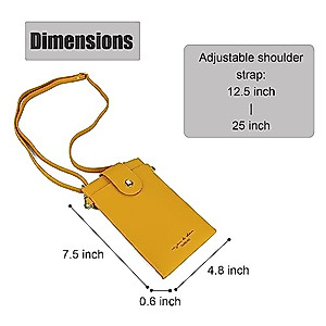 Eamom Small Cell Phone Wallet Purse Crossbody for Women Leather Slim Wallet Cellphone Crossbody Purse with Credit Card Slots (Yellow)