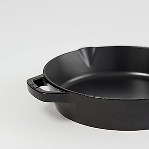 Milo by Kana 10-Inch Enameled Cast Iron Skillet | Nonstick Pre-Seasoned Cast Iron Grill Pan | Oven Proof and Dishwasher Safe | Cast Iron Cookware (Gloss Black)