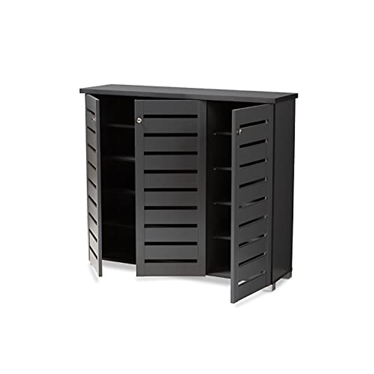 Baxton Studio Adalwin Modern and Contemporary Dark Gray 3-Door Wooden Entryway Shoe Storage Cabinet