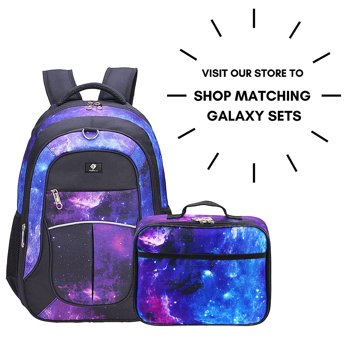 Fenrici Galaxy Backpack for Girls, Boys, Kids, Teens, 18" Durable Book Bags for Kindergarten, Elementary, Middle School Students, Standard Large Size