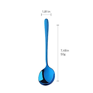 8-pieces Metal Round Soup Spoon 7.4-Inch Metal Korean Dinner Spoon Stainless Steel Table Spoons by Buyer Star