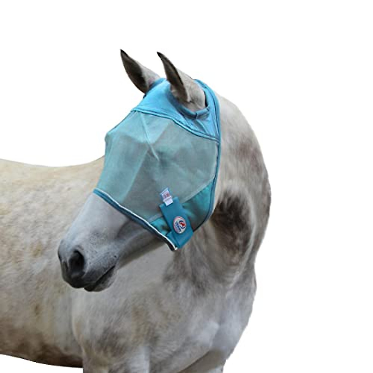 Derby Originals Reflective Mesh Fly Mask with 1 Year Warranty No Ears or Nose Cover,Summer Blue,Large (Full/Average),72-7107SB-L