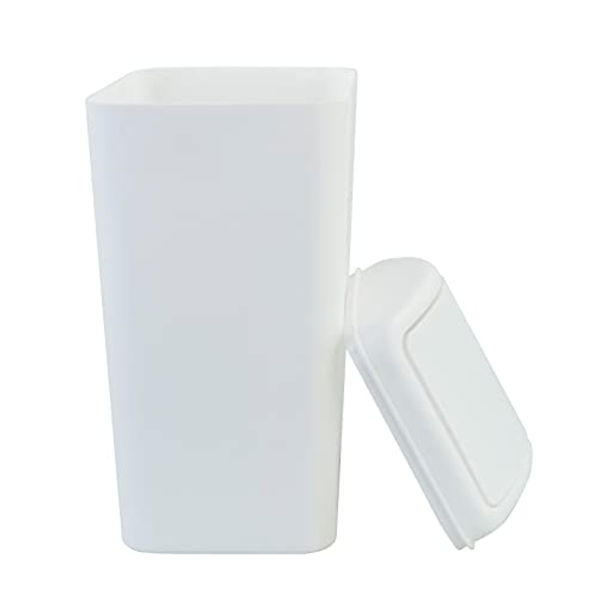 Qskely 4.5 Gallon Plastic Swing-Top Trash Can, Garbage Can with Lid, White