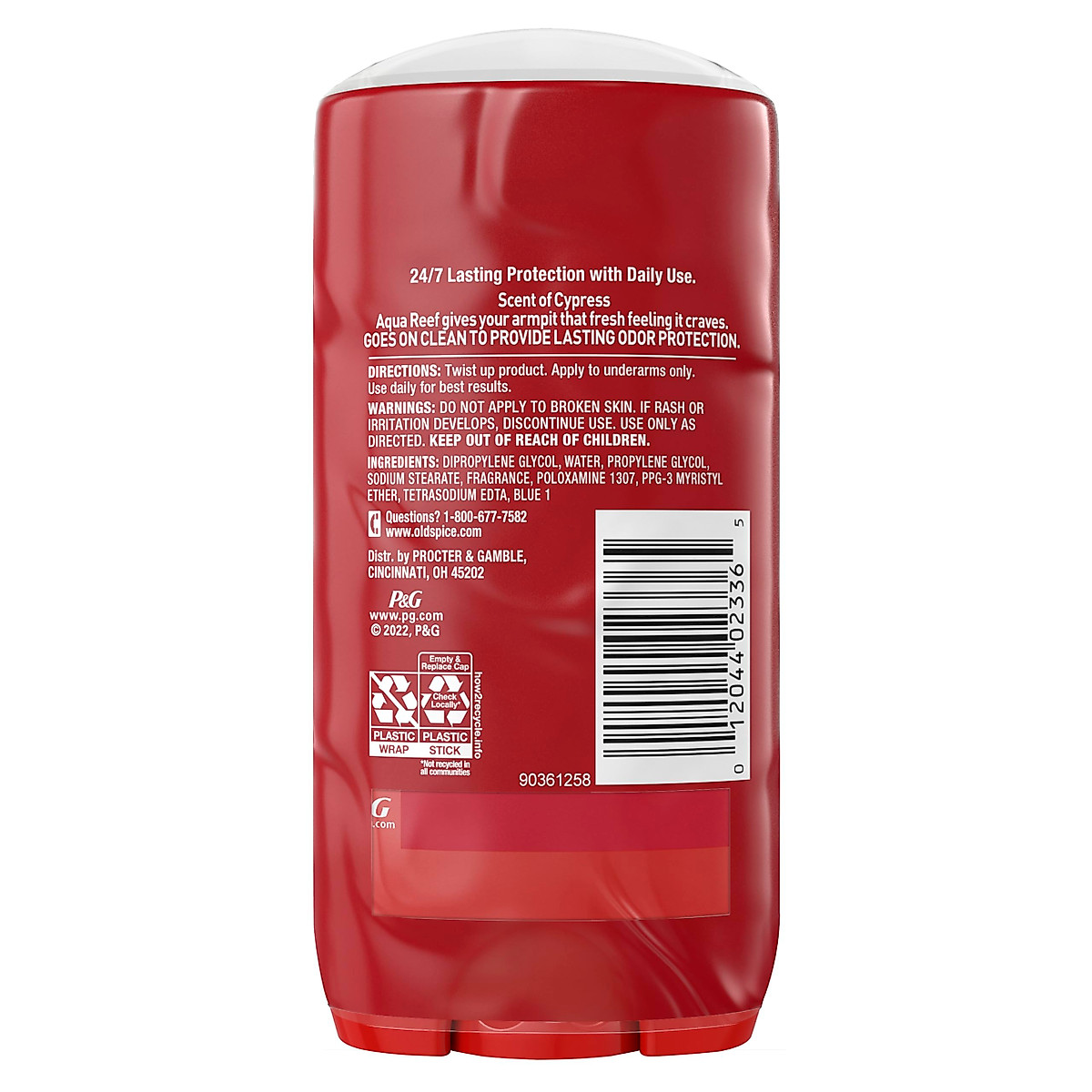 Old Spice Aluminum Free Deodorant for Men, 24/7 Odor Protection, Red Zone Collection, Aqua Reef with Cypress Scent, 3 oz (Pack of 2)