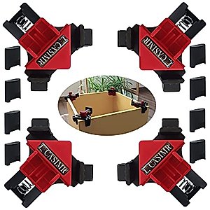 C CASIMR 90 Degree Corner Clamp, Adjustable Single Handle Spring Loaded Right Angle Clamp 4PCS, Swing Woodworking Clip Clamp Tool