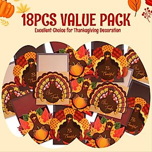JOYIN 18PCS Thanksgiving Cutlery Holders Set, Thanksgiving Turkey Utensil Décor, Autumn Fall Harvest Party Supplies, ThankYou Cards,Table Decoration, Thanksgiving Party Favors,Thanksgiving Decorations