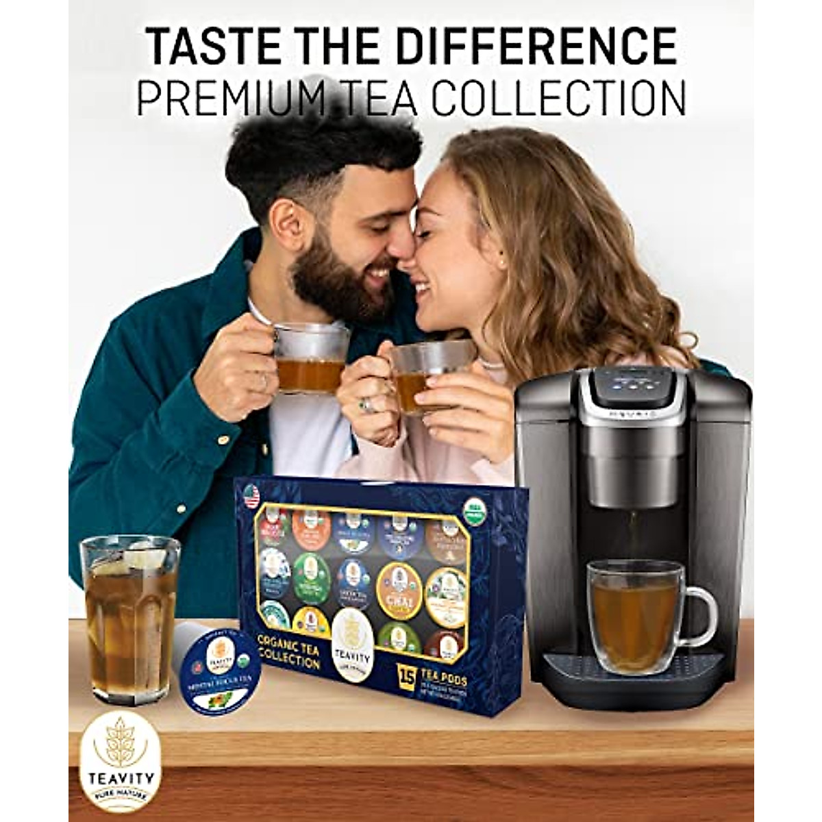 Organic Tea Pods Variety Pack - Assorted Sampler Pack Compatible for Keurig Brewer and Coffee Maker - Earl Grey, English Breakfast, Chai, Chamomile - Herbal Tea Pod for K Cup Keurig Brewing -15 count (Pack of 1) by Teavity