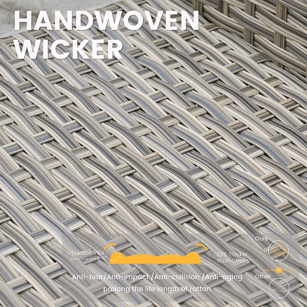 CAODOC 9 Piece Patio Furniture All Weather 9-Seater Outdoor Sectional Sofa with Outdoor Chairs Ottomans for Porch,Garden,Backyard,Deck(Beige)