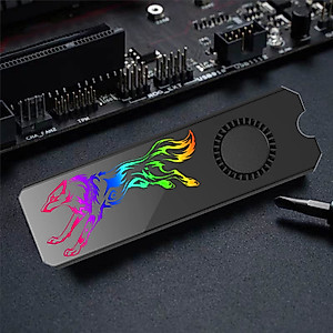 Hopbucan M2 SSD Heatsink Cooler Vest 5V ARGB M.2 2280 Solid State Disk Hard Drive Radiator Cooling Fan Thermal Pad, Black, (500077432)