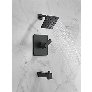 Delta Faucet Velum 14 Series Single-Function Black Tub and Shower Faucet Set, Valve Trim Kit, Shower Handle, Delta Shower Trim Kit, Shower Set, Matte Black T14437-BL (Valve Not Included)