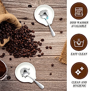 4 Pieces Coffee Spoon Rest and Spoon Small Teaspoon Holder Ceramic Coffee Spoon Holder Rests for Coffee Station Decor Stove Top Countertop Kitchen Accessories Nice Present for Coffee Lovers