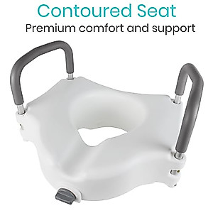Vive Raised Toilet Seat - 5" Portable, Elevated Riser with Padded Handles - Elongated and Standard Fit Commode Lifter - Bathroom Safety Extender Assists Disabled, Elderly, Seniors, Handicapped (1)