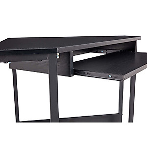 KNAMOTL Corner Desk with Smooth Keyboard Tray& Storage Shelves, Compact Home Office Table with Sturdy Steel Frame, Easy Assemble, Workstation for Small Space