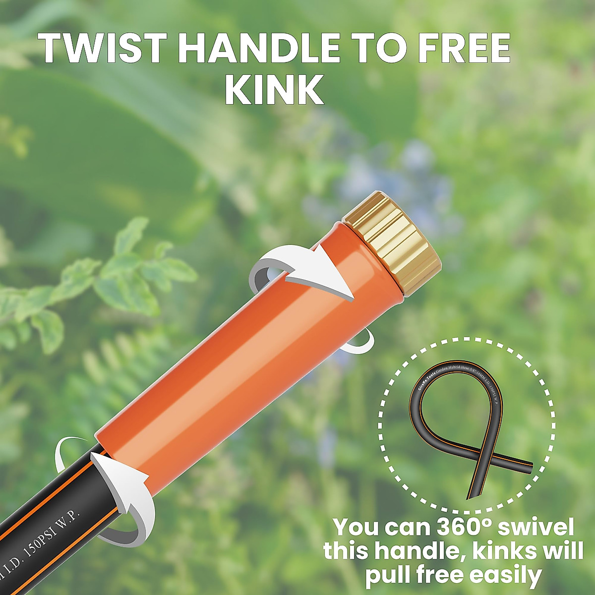 Giraffe Tools Garden Hose 25ft x 3/4", Heavy Duty Water Hose, Flexible, Hybrid Lightweight Hose with Swivel Handle, Male to Female Fittings, Burst 600 PSI