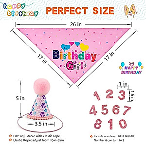 PurrNbark Dog Birthday Bandana Hat with Number Patry Supplies Cute Doggy Bandana for Small Medium Boy Girl Blue Pink Pet Birthday Celebration Soft Triangle Scarf Colorful Words Pattern